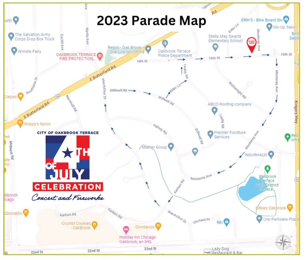 4th of July Parade Map 2023 | Oakbrook Terrace, IL
